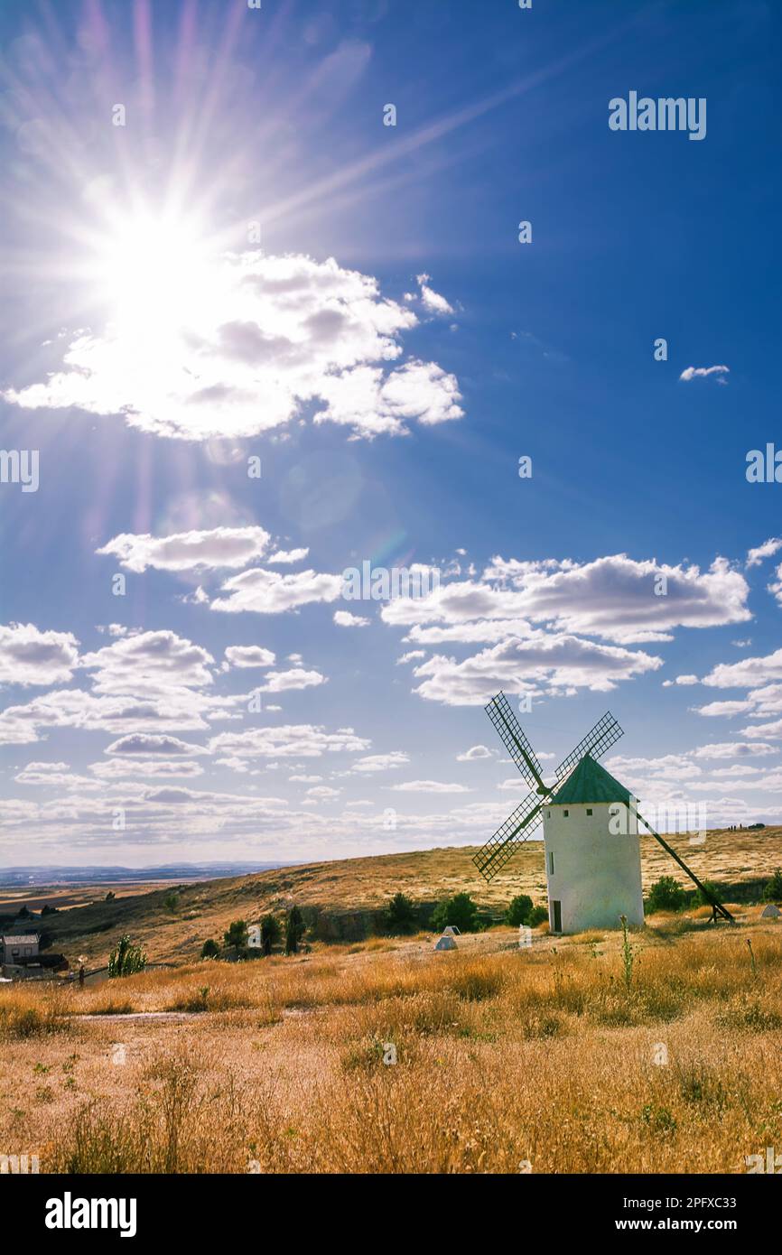 Ancient windmill in the campo in Campo de Criptana, Spain, defined in ...