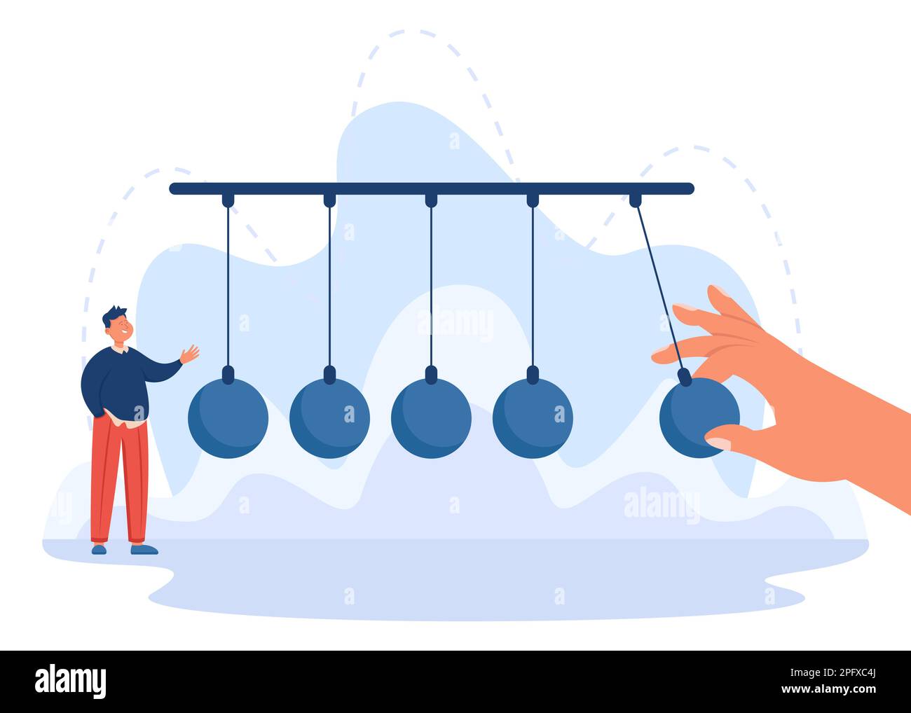 Huge hand and tiny man playing with pendulum Stock Vector Image & Art ...
