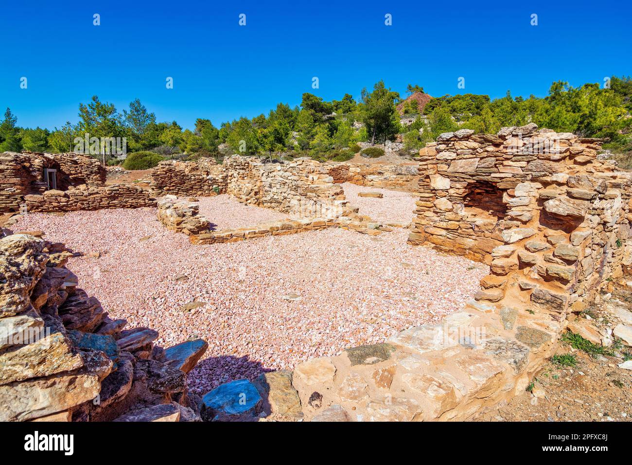 View of the historical site of Lavrion Ancient Silver Mines. Greece ...