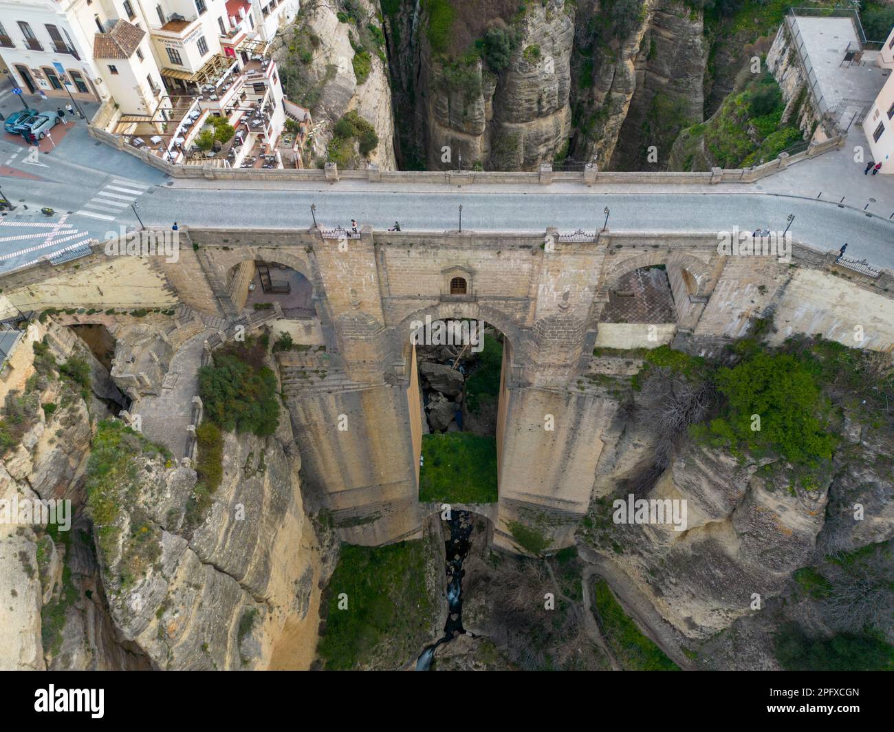 aerial view of the new bridge of the city of Ronda, Spain Stock Photo ...