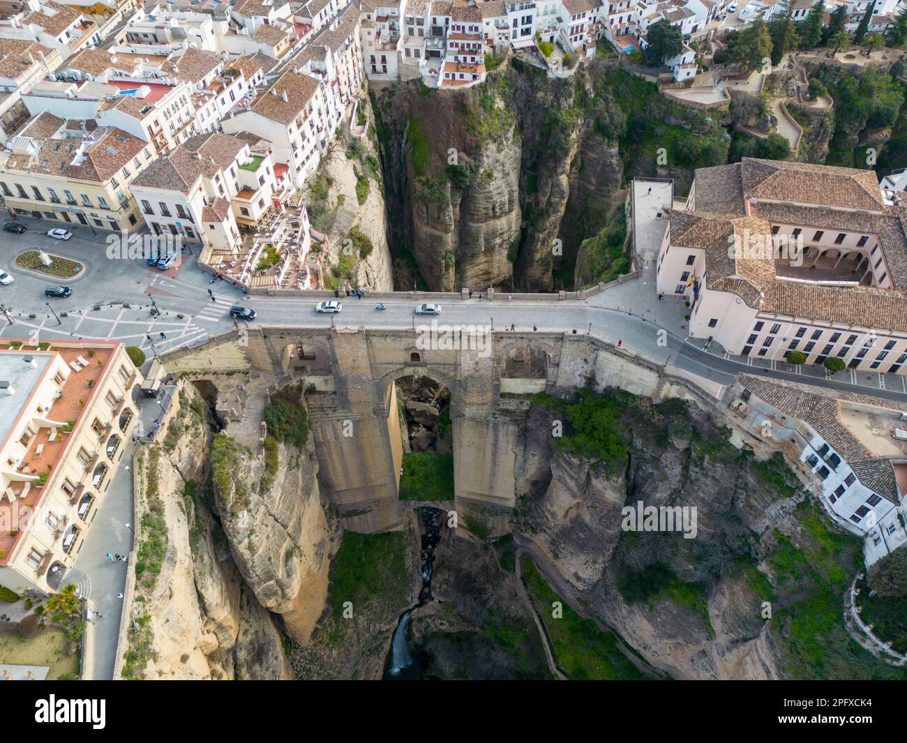 aerial view of the new bridge of the city of Ronda, Spain Stock Photo ...