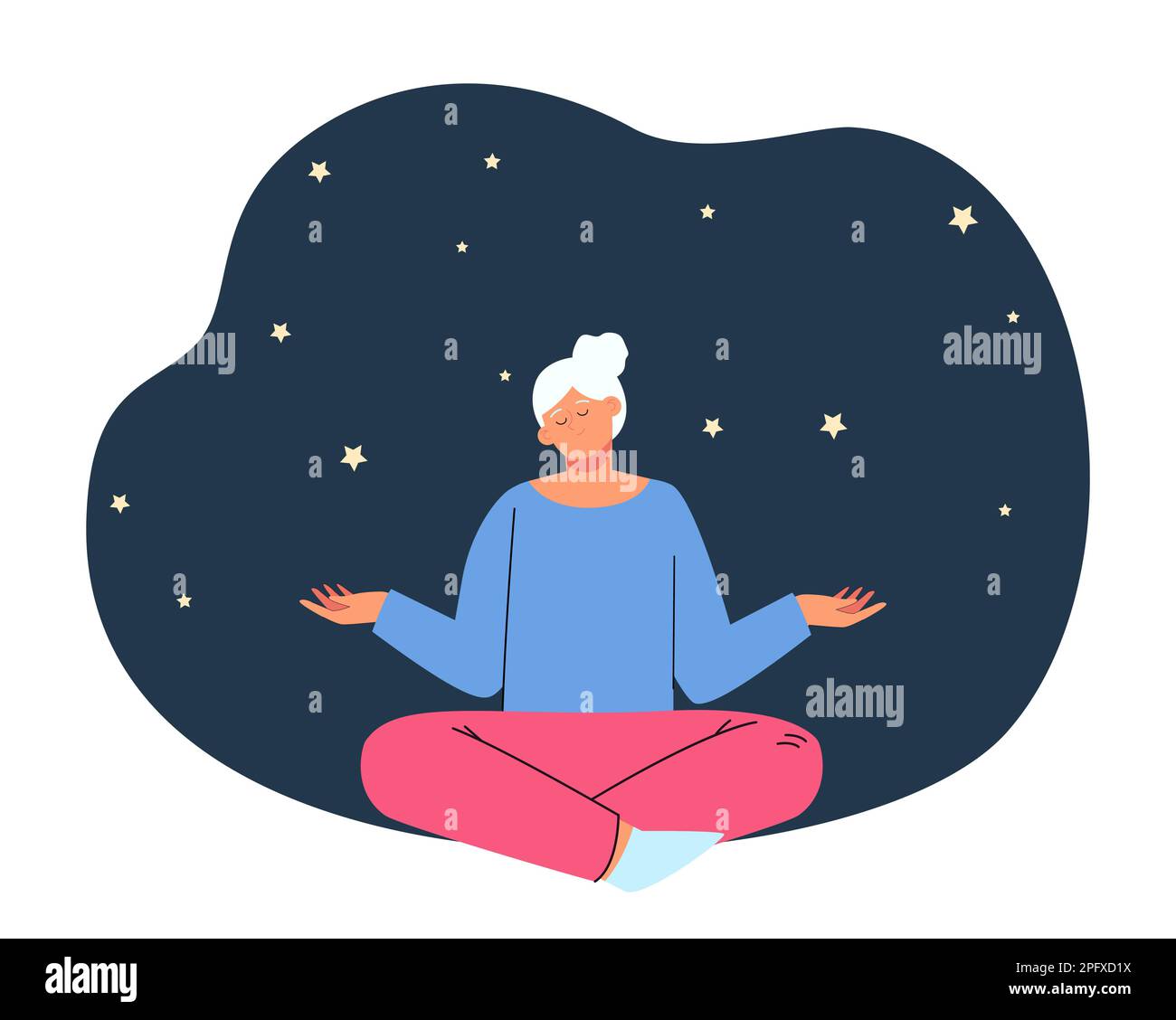 Relax meditation senior woman Cut Out Stock Images & Pictures - Alamy