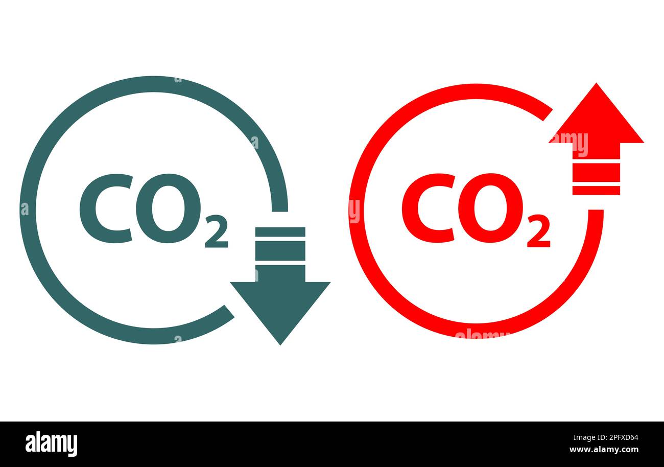 Set of CO2 reduce cloud icon, clean global emission, environment eco ...