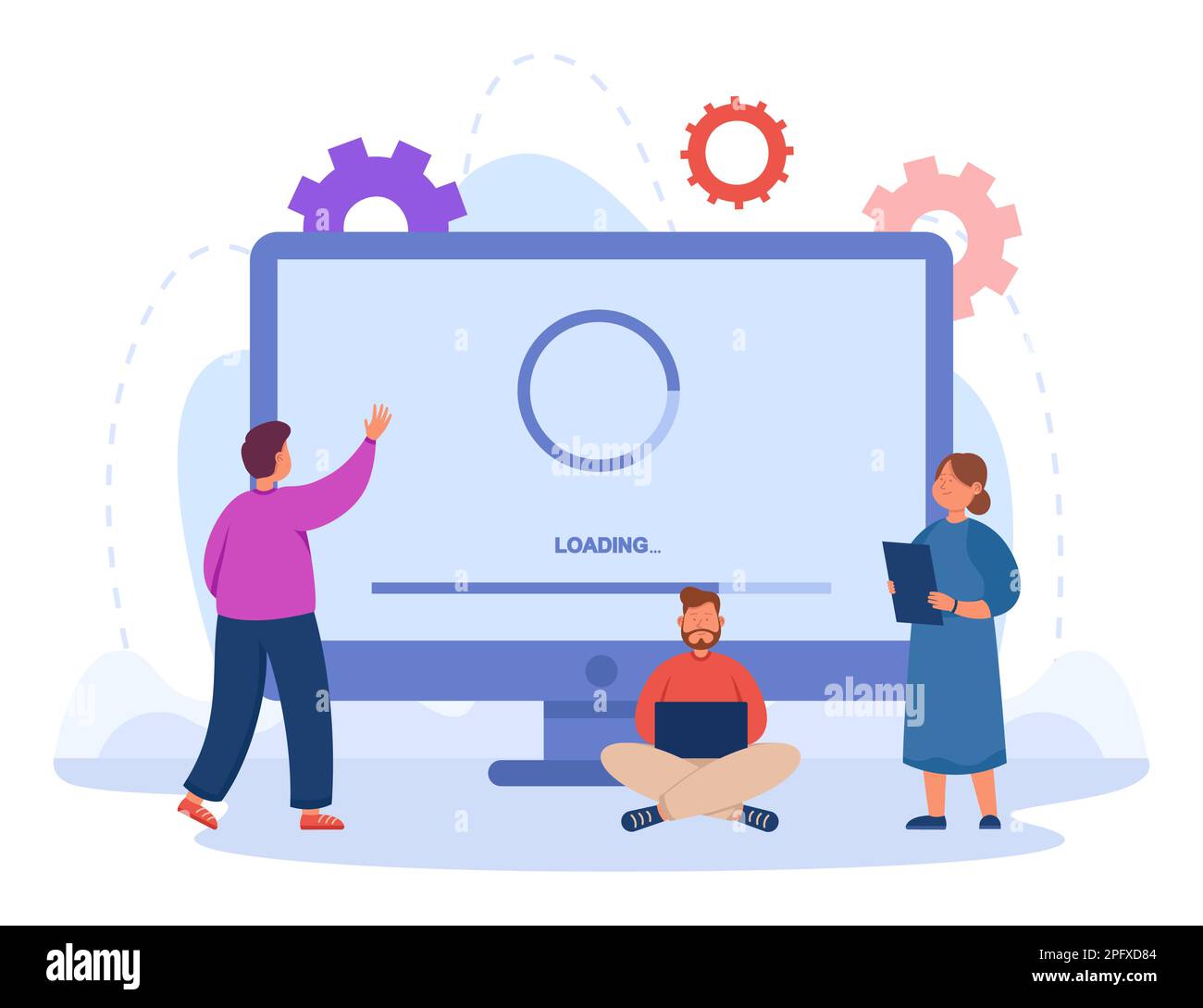 Tiny programmers waiting for computer to load Stock Vector Image & Art - Alamy