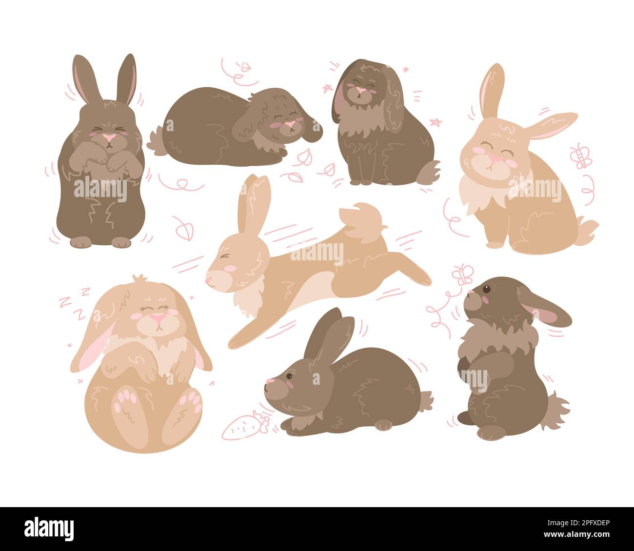 Cartoon rabbit poses hare Stock Vector Images - Alamy