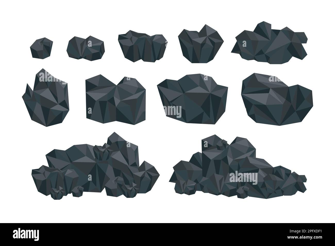 Lumps of black coal cartoon illustration set Stock Vector Image & Art ...