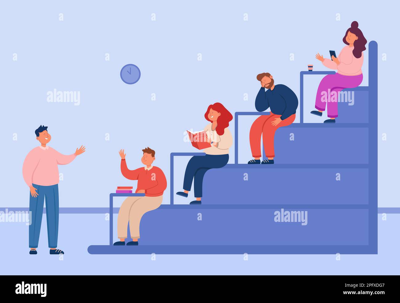 Teacher questioning students at university lecture Stock Vector Image ...