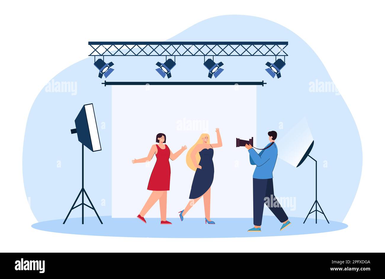 Photographer taking photos of models flat vector illustration Stock ...