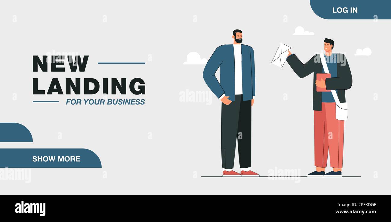 Young man handing letter to man flat vector illustration Stock Vector ...