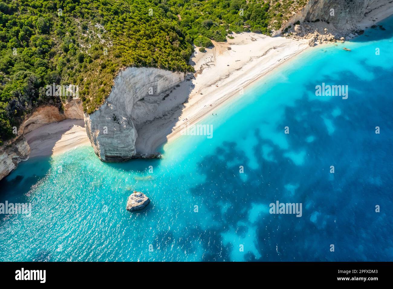 Remote Fteri beach on the Kefalonia island, Ionian sea, Greece Stock ...