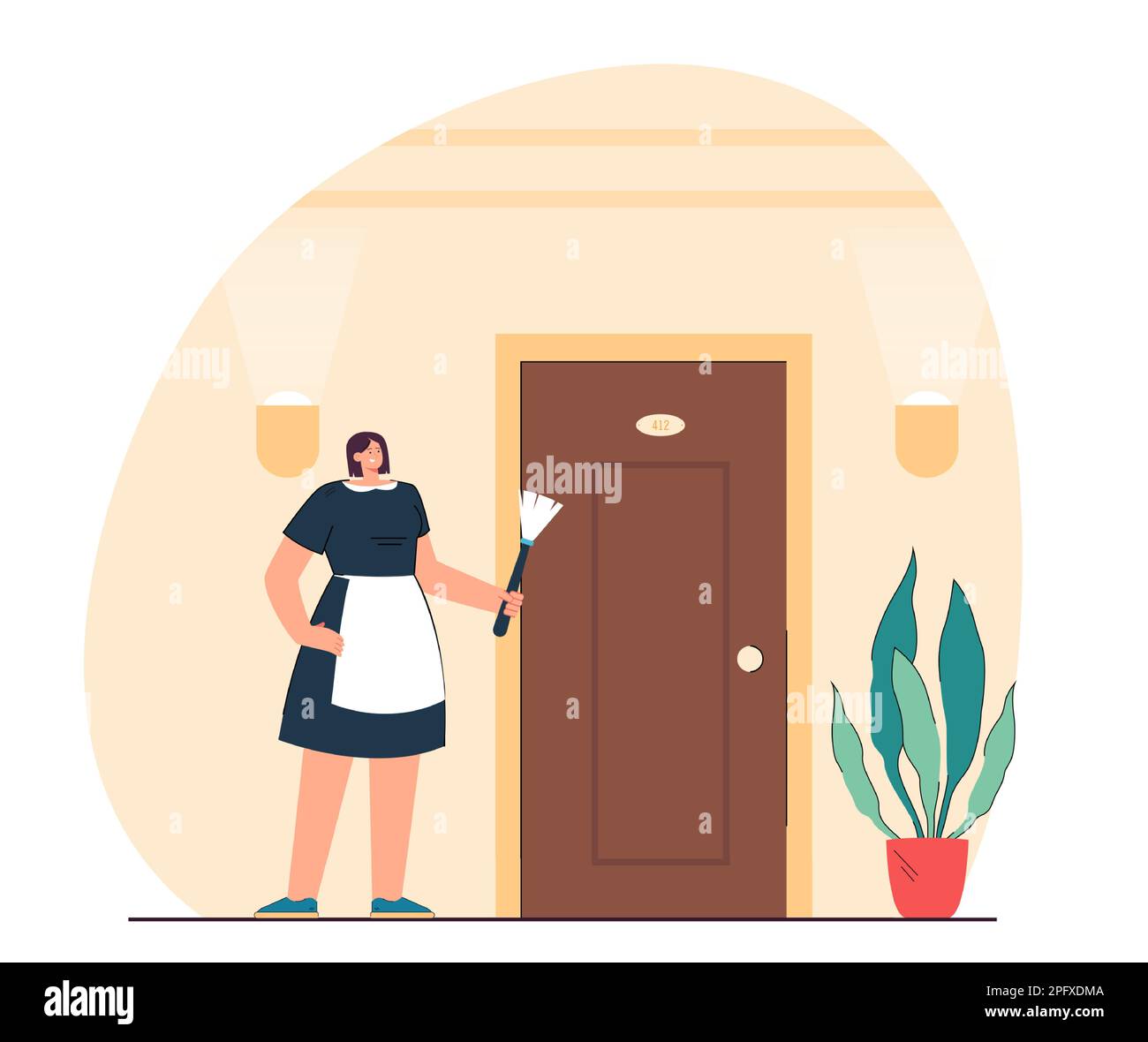 Maid in uniform cleaning Stock Vector Images - Alamy
