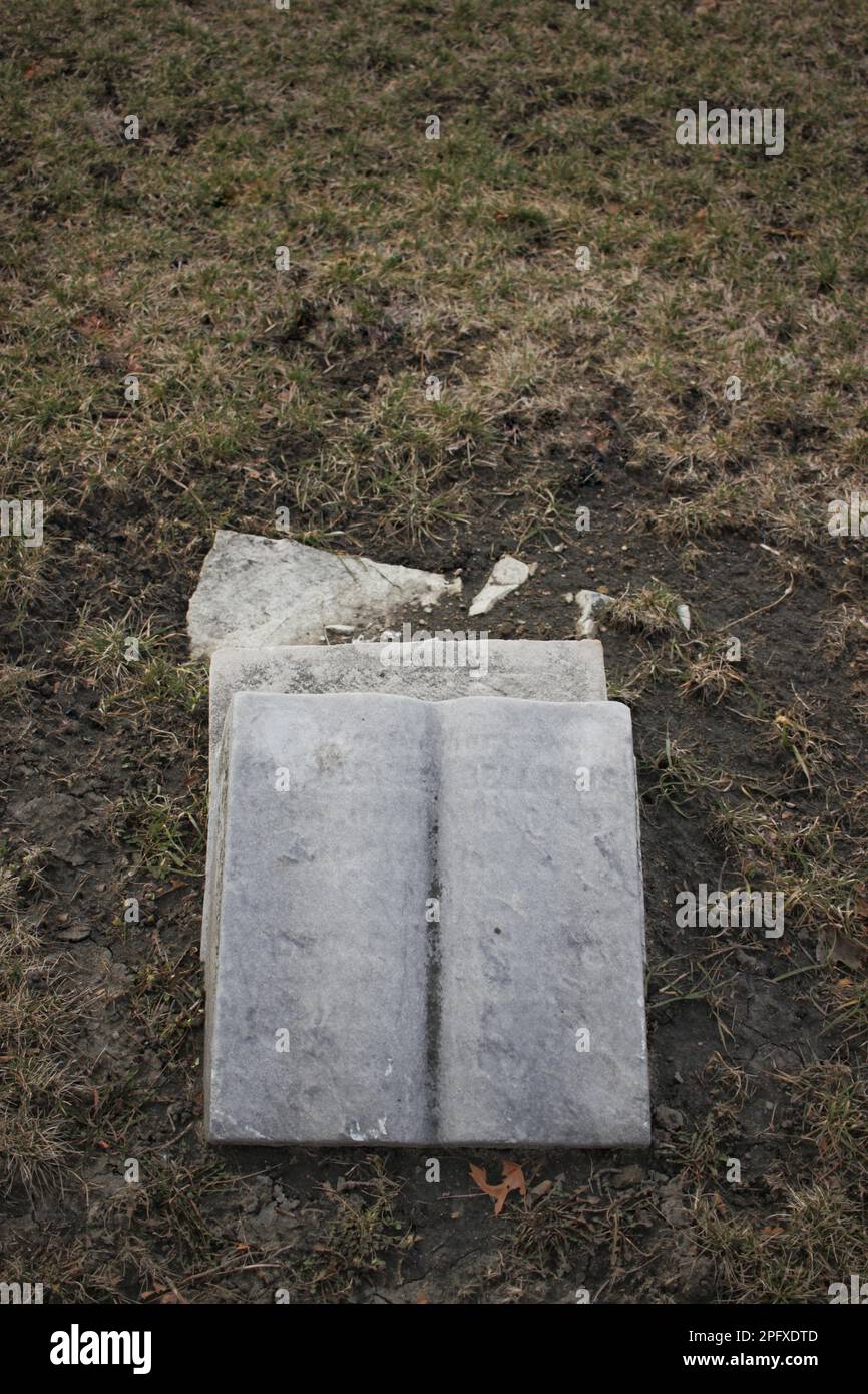 An open book carved into natural stone and a blank epitaph with room ...