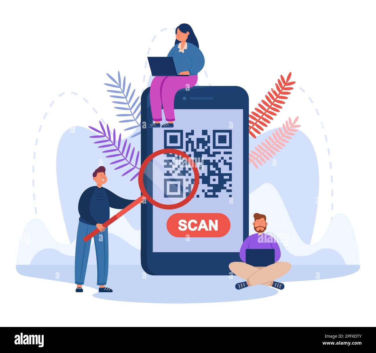 People scanning QR-code using phone flat vector illustration Stock ...