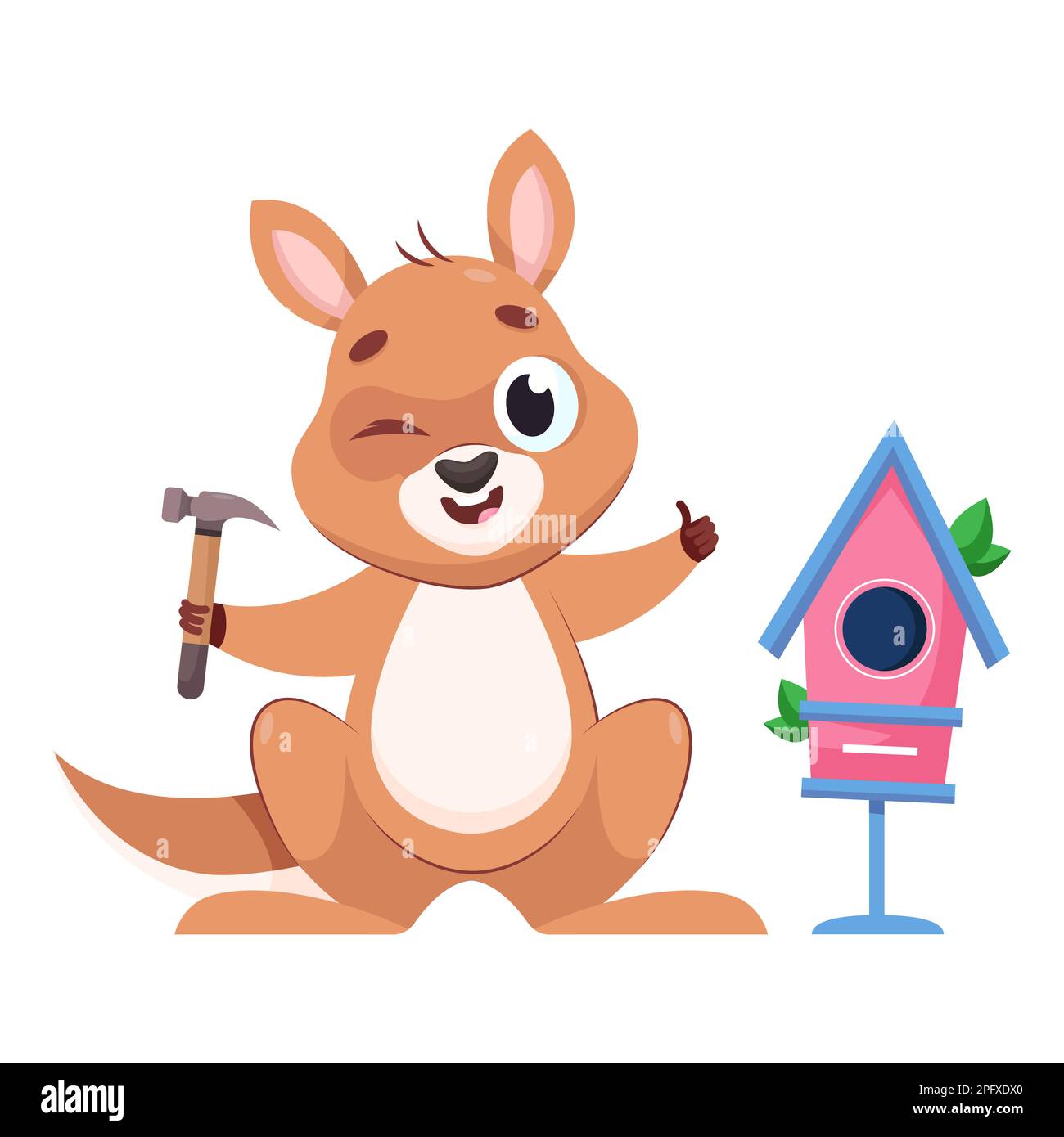 Happy kangaroo holding hummer cartoon vector illustration Stock Vector ...