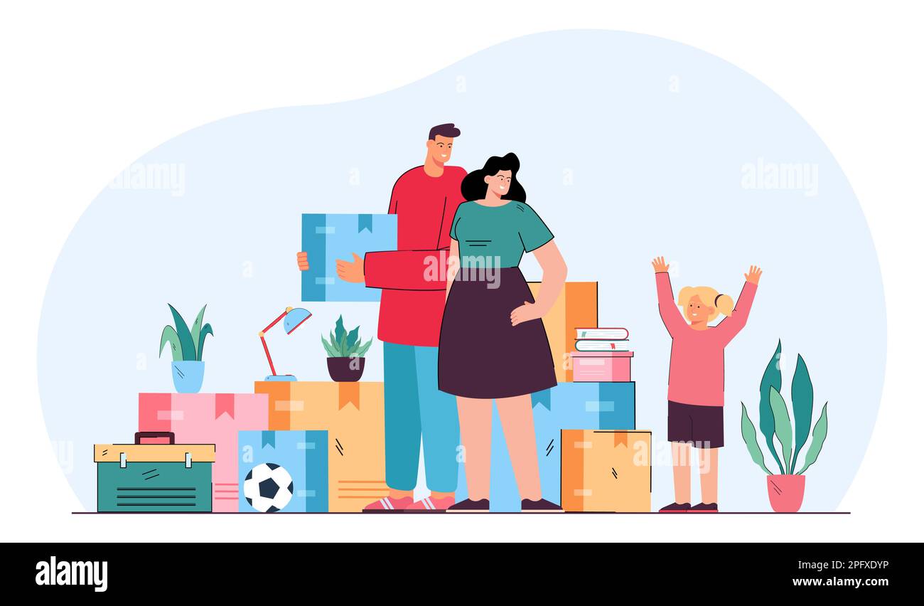 Young family moving to new Stock Vector Images - Alamy