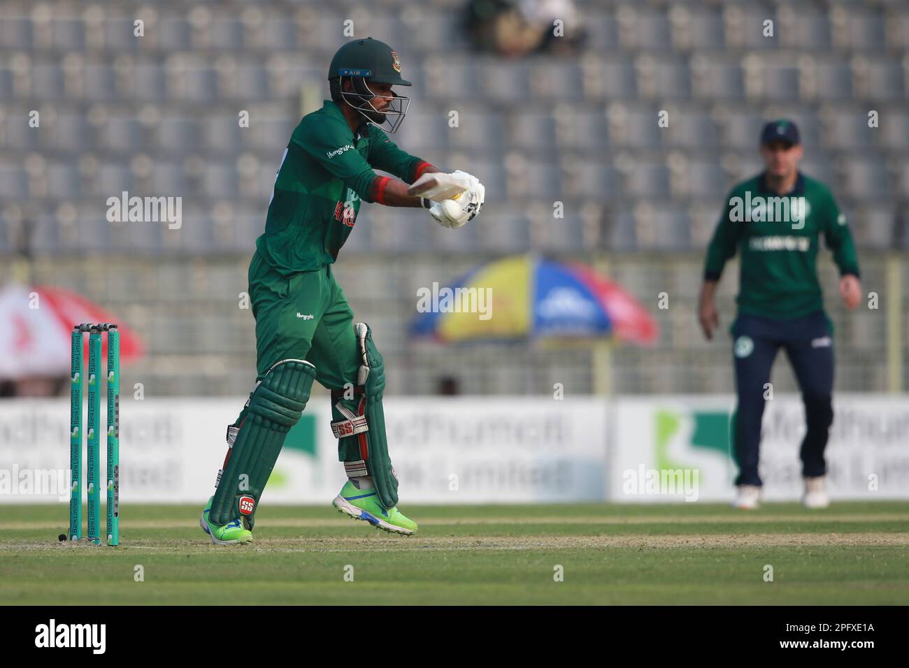 Towhid Hridoy bats during gthe Bangladesh-Ireland 1st ODI match at ...
