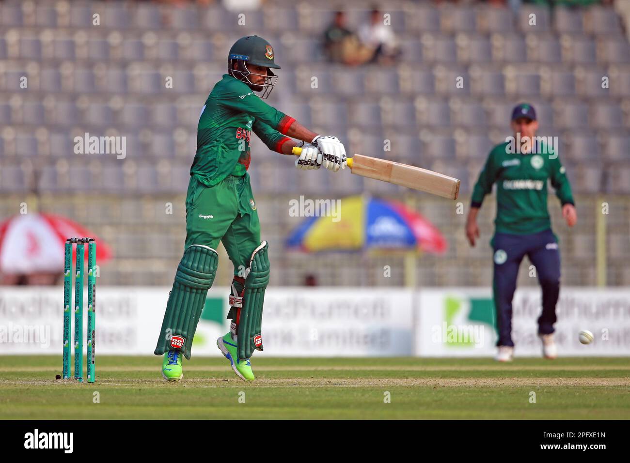 Towhid Hridoy bats during gthe Bangladesh-Ireland 1st ODI match at ...