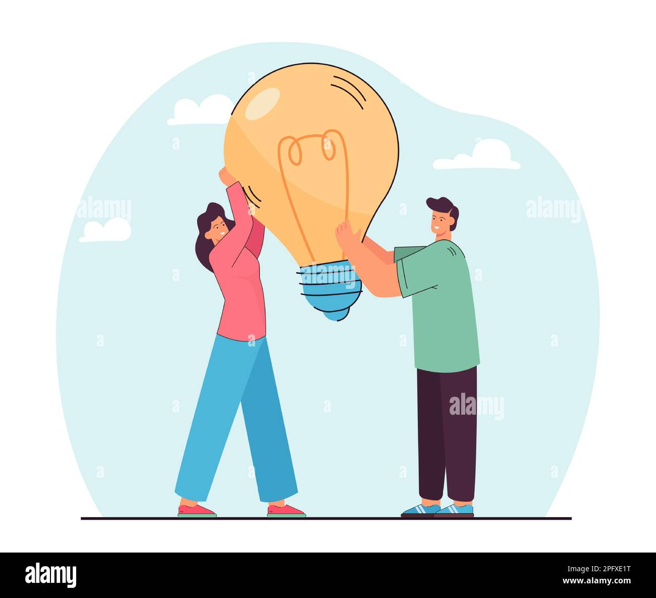 Teamwork of people holding light bulb together Stock Vector Image & Art ...