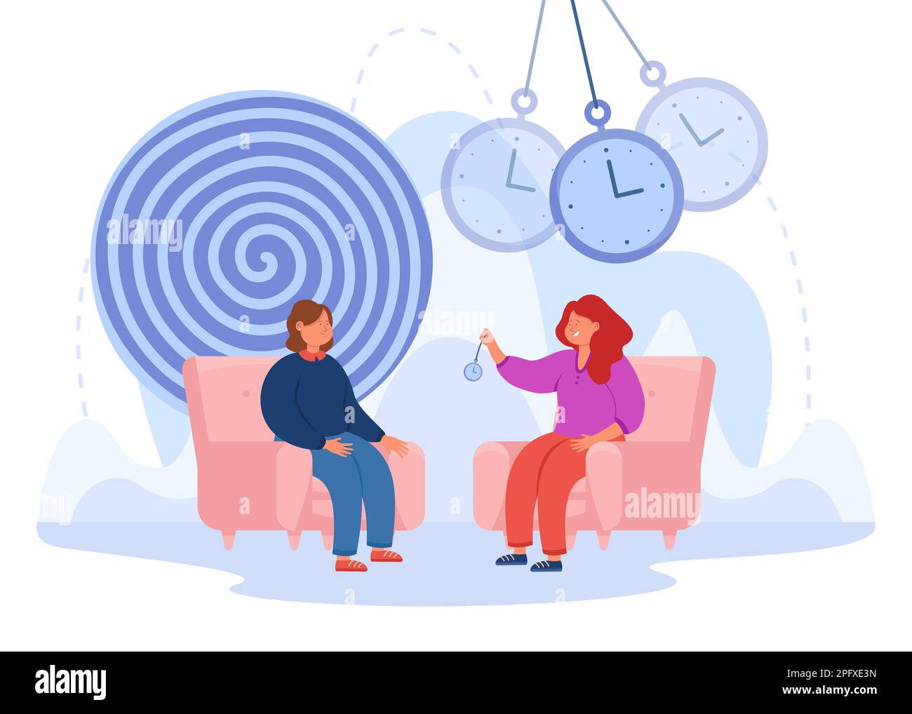 Woman conducting hypnosis session flat vector illustration Stock Vector ...