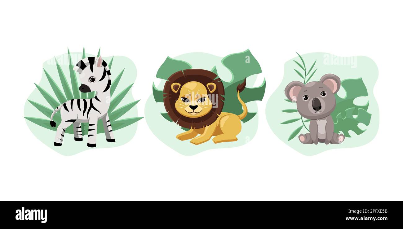 Cute lion, koala bear and zebra Stock Vector Image & Art - Alamy