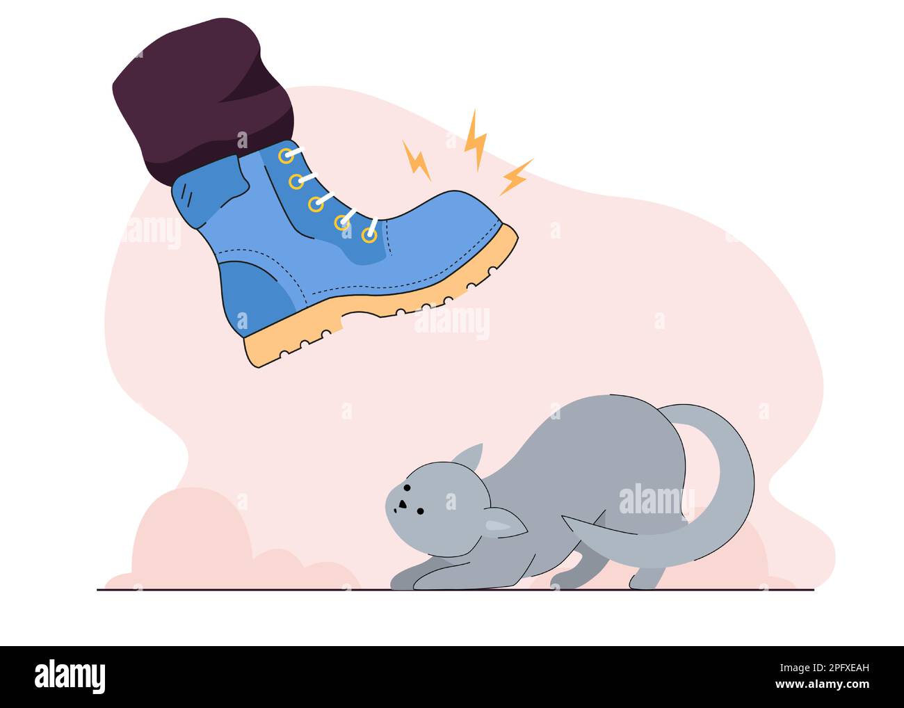 Aggressive kick to poor cat from giant foot in boot Stock Vector Image ...