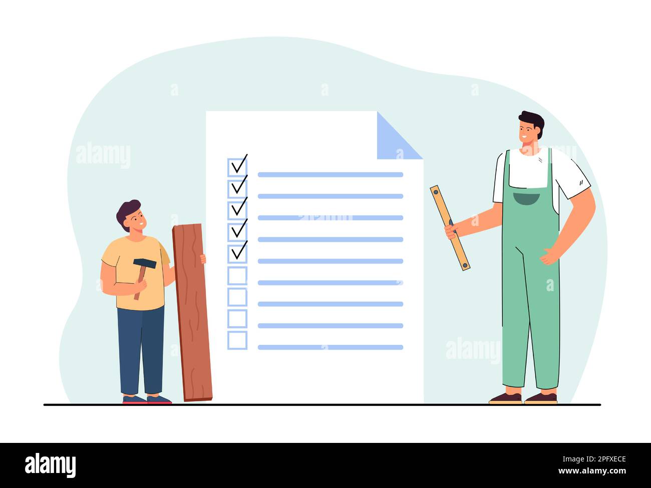 Checklist for carpentry works and tasks of father and son Stock Vector ...