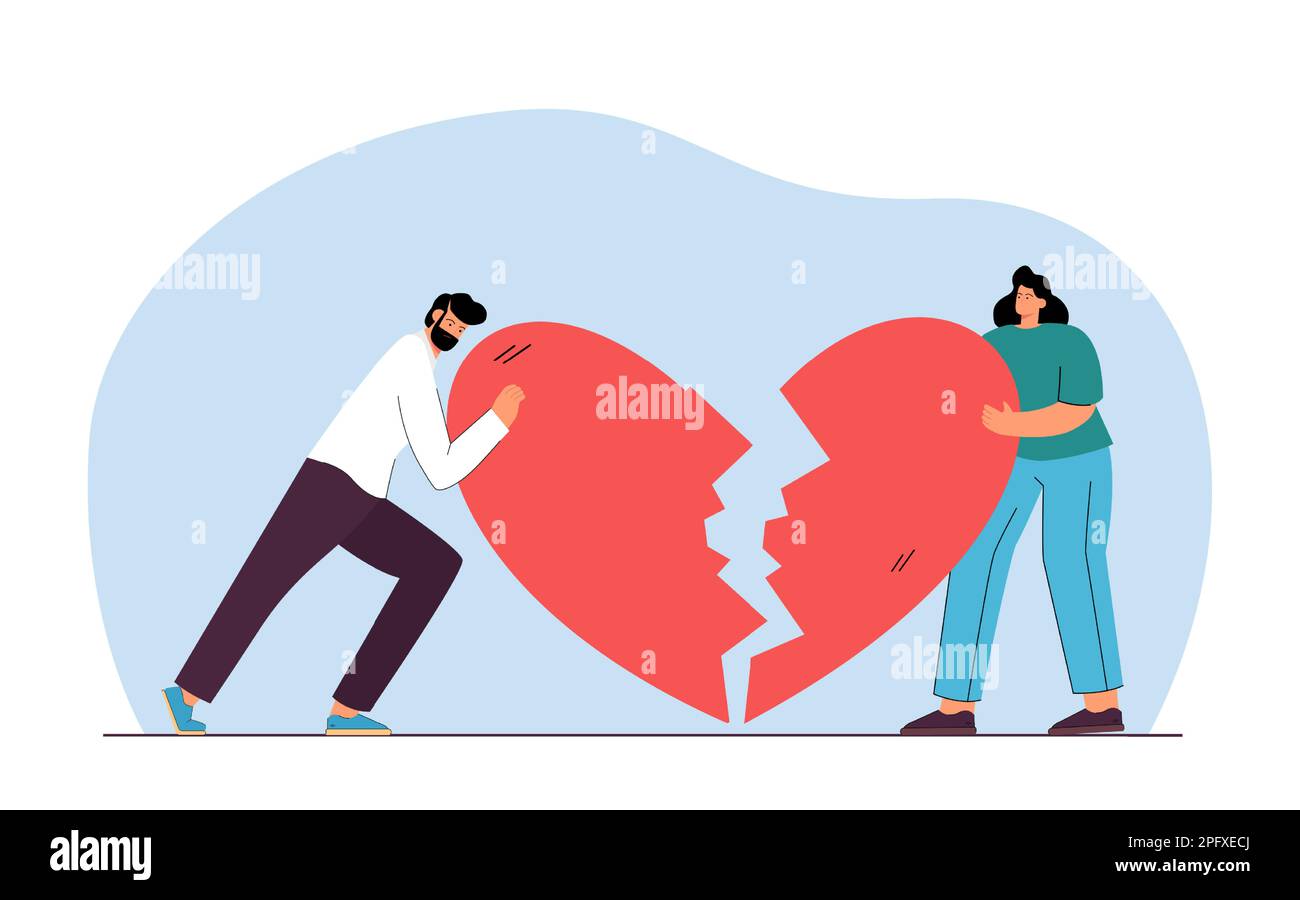 Couple holding broken heart Stock Vector Images - Alamy