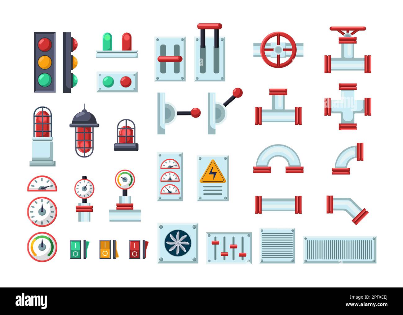 Different parts of machines vector illustrations set Stock Vector Image ...