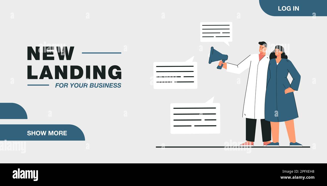 Male and female doctors reading positive reviews from patients Stock ...