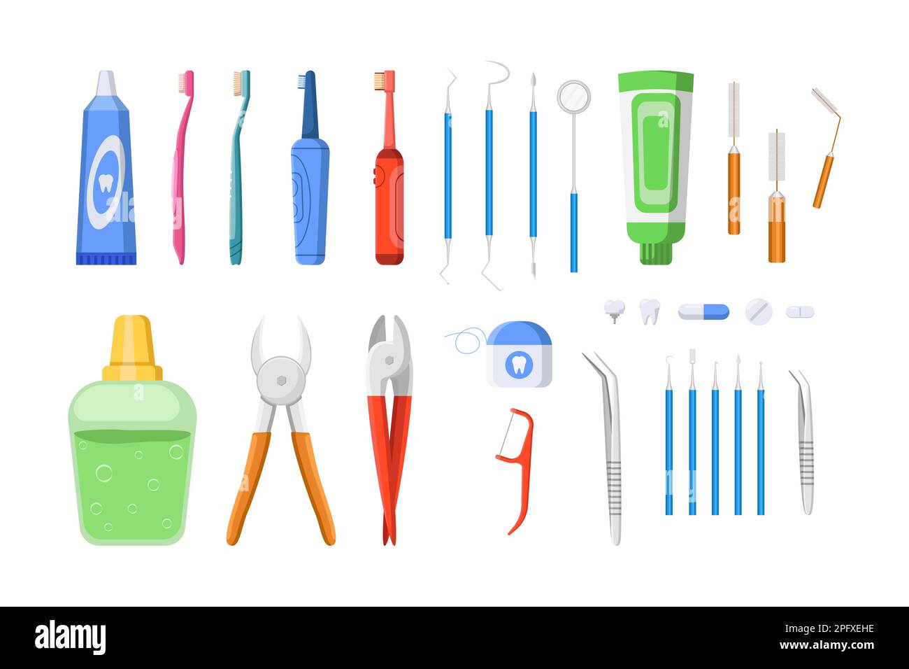 Different dentist tools vector illustrations set Stock Vector Image ...