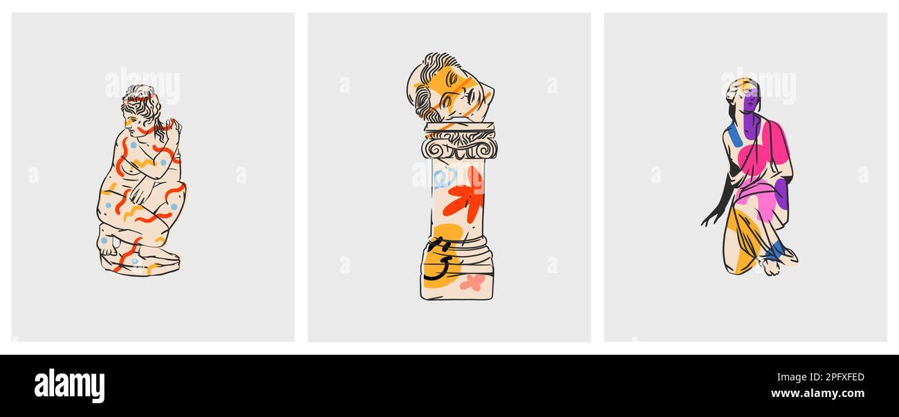 Hand drawn vector abstract outline,graphic,contemporary line greek ...