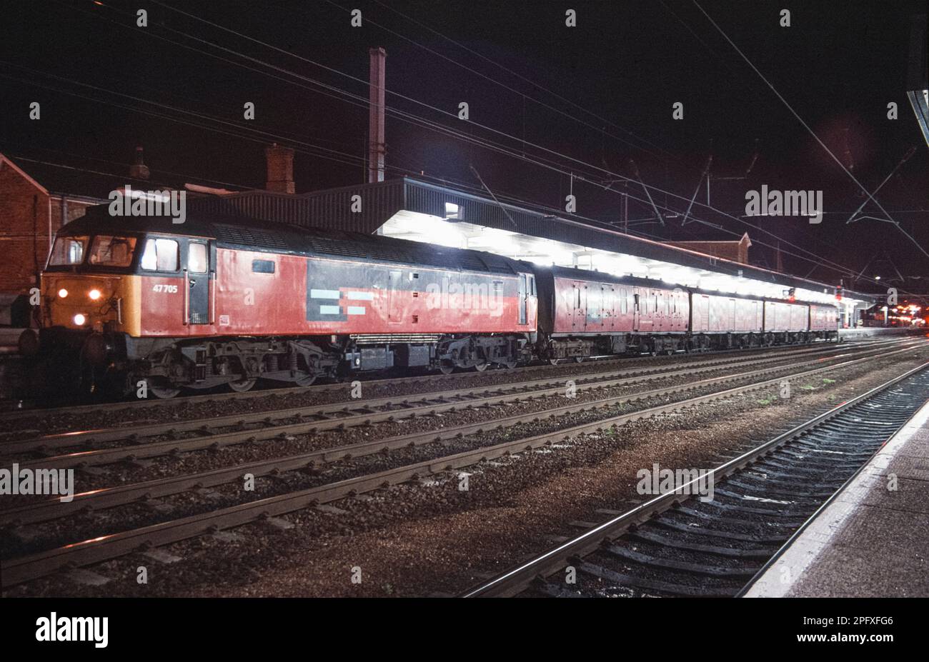 47705 at Doncaster with northbond East Coast Royal Mail train.. Night ...