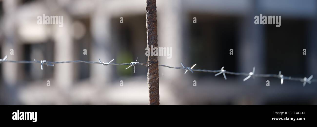 Security barbedwire fence, wire with clusters of short, sharp spikes ...