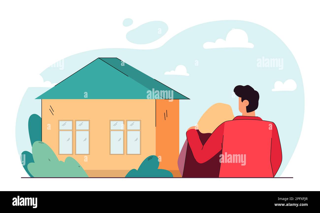 Couple looking at new house flat vector illustration Stock Vector Image ...