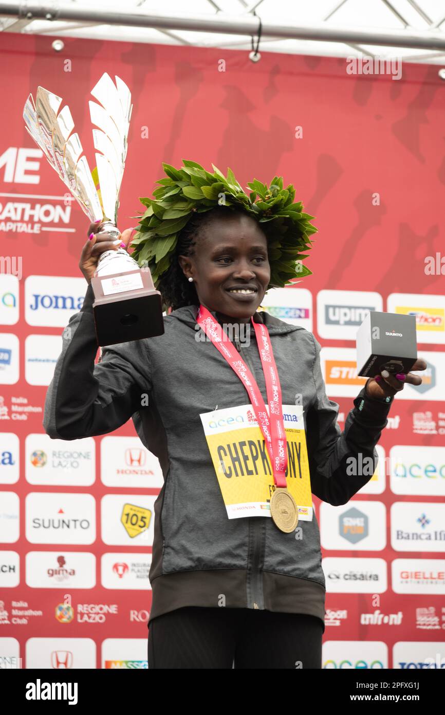 Marathon of Rome, Italy 19th Mar, 2023. Betty Chepkwony (Kenya), winner ...