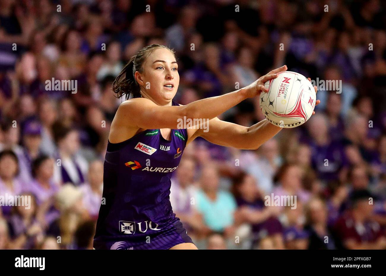 Macy Gardner of the Firebirds during the Super Netball Round 1 match ...