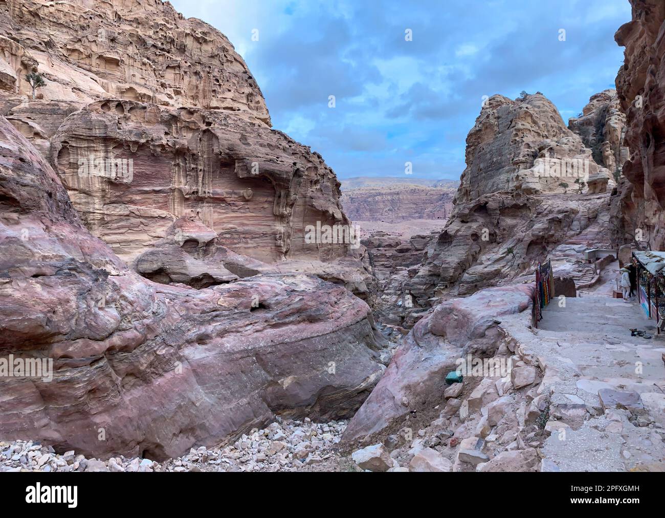 Ad-Deir Trail or The Monastery Trail in the Lost city of Petra Stock ...