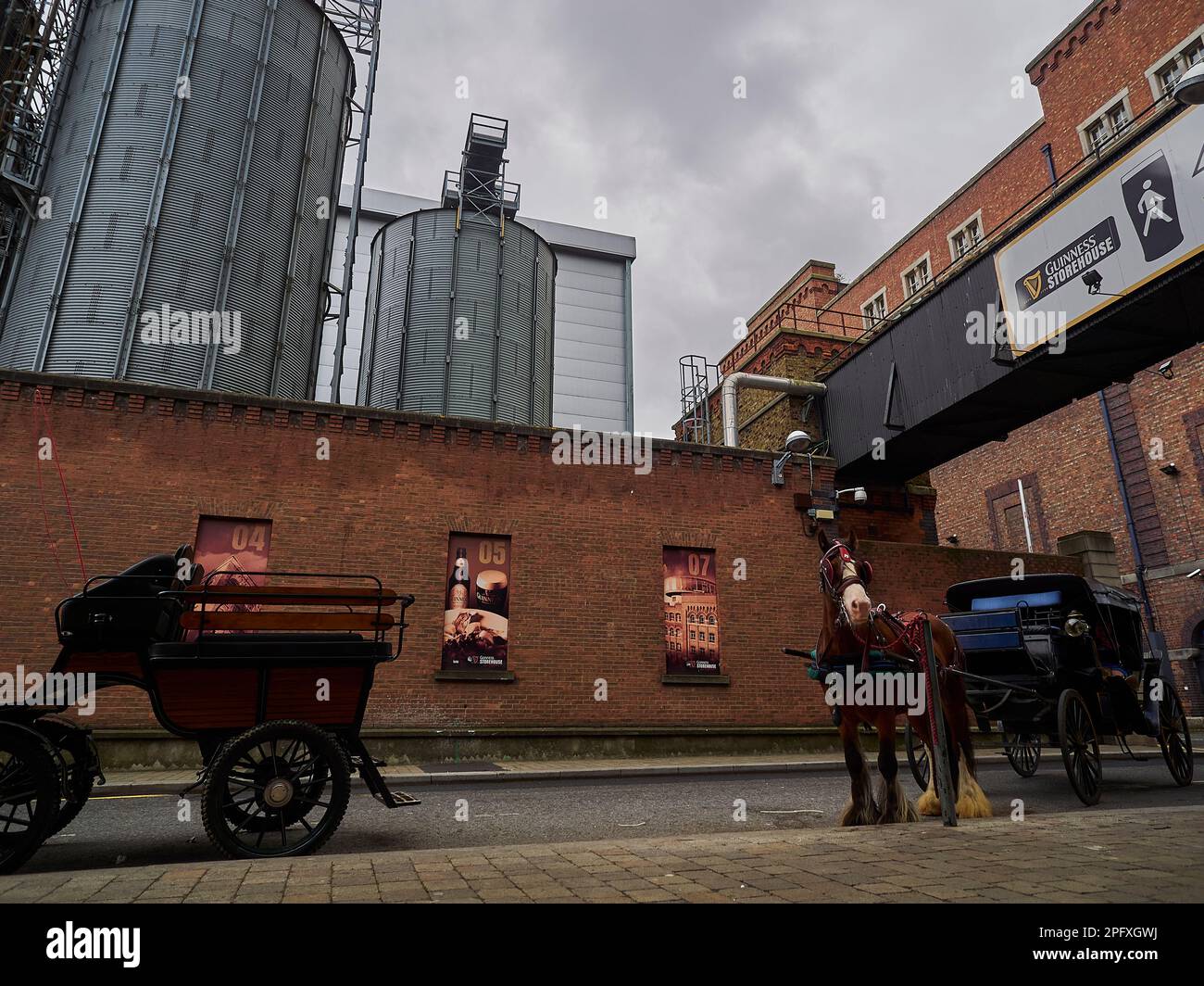 Dublin, Ireland - 09 25 2015: traditional horse and carriage wagon in ...