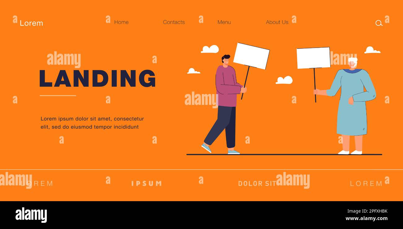 Elderly woman and young man holding banners Stock Vector Image & Art ...