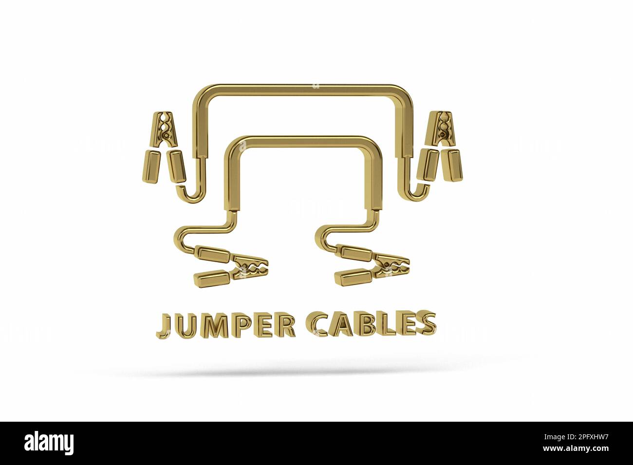 Golden 3d jumper cable icon isolated on white background - 3D render ...