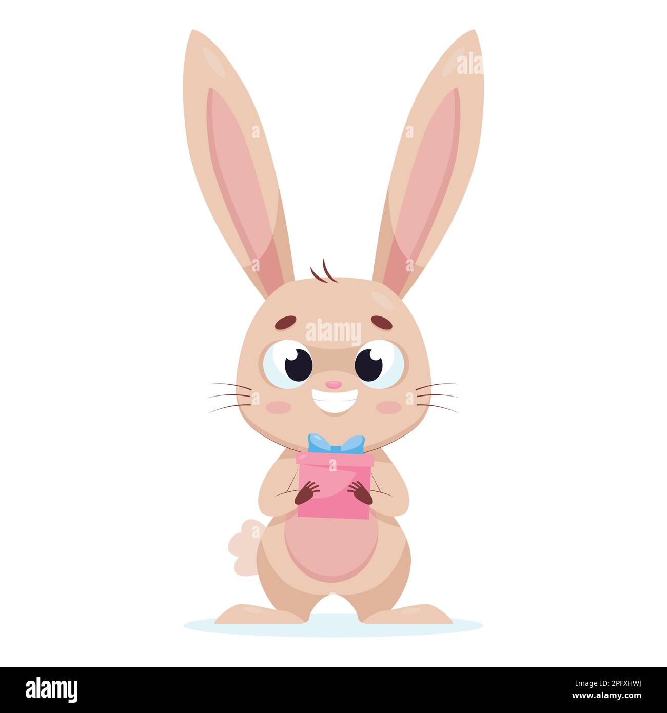 Bunny with gift box cartoon vector illustration Stock Vector Image ...