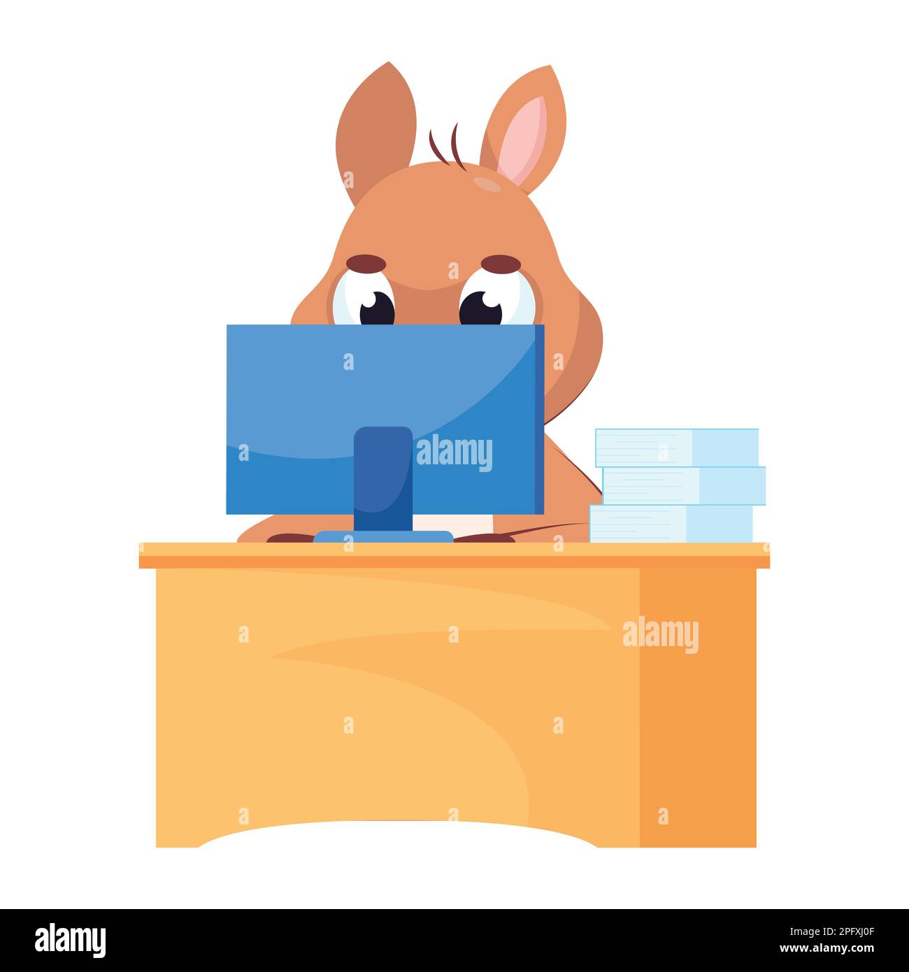 Kangaroo sitting at computer table and working Stock Vector Image & Art ...