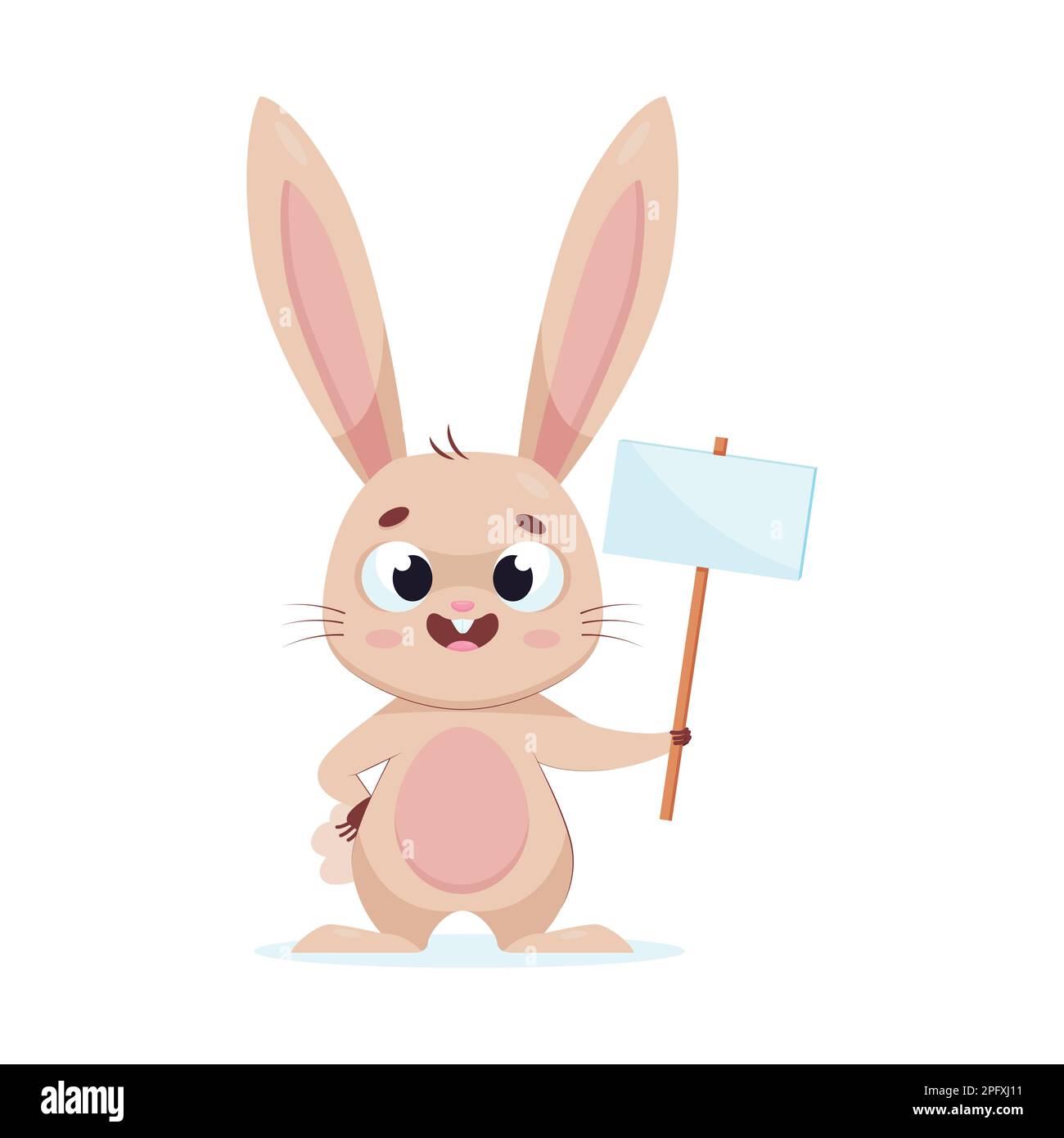 Bunny Holding Sign With Blank Space Cartoon Vector Illustration Stock Vector Image And Art Alamy
