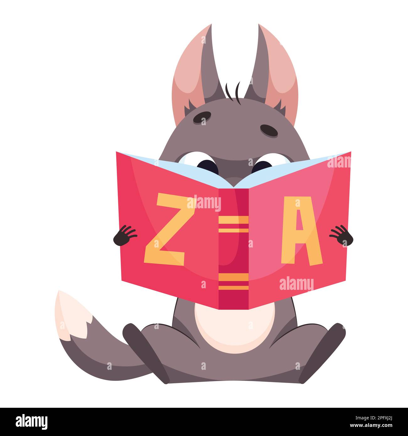 Focused wolf reading book cartoon vector illustration Stock Vector ...