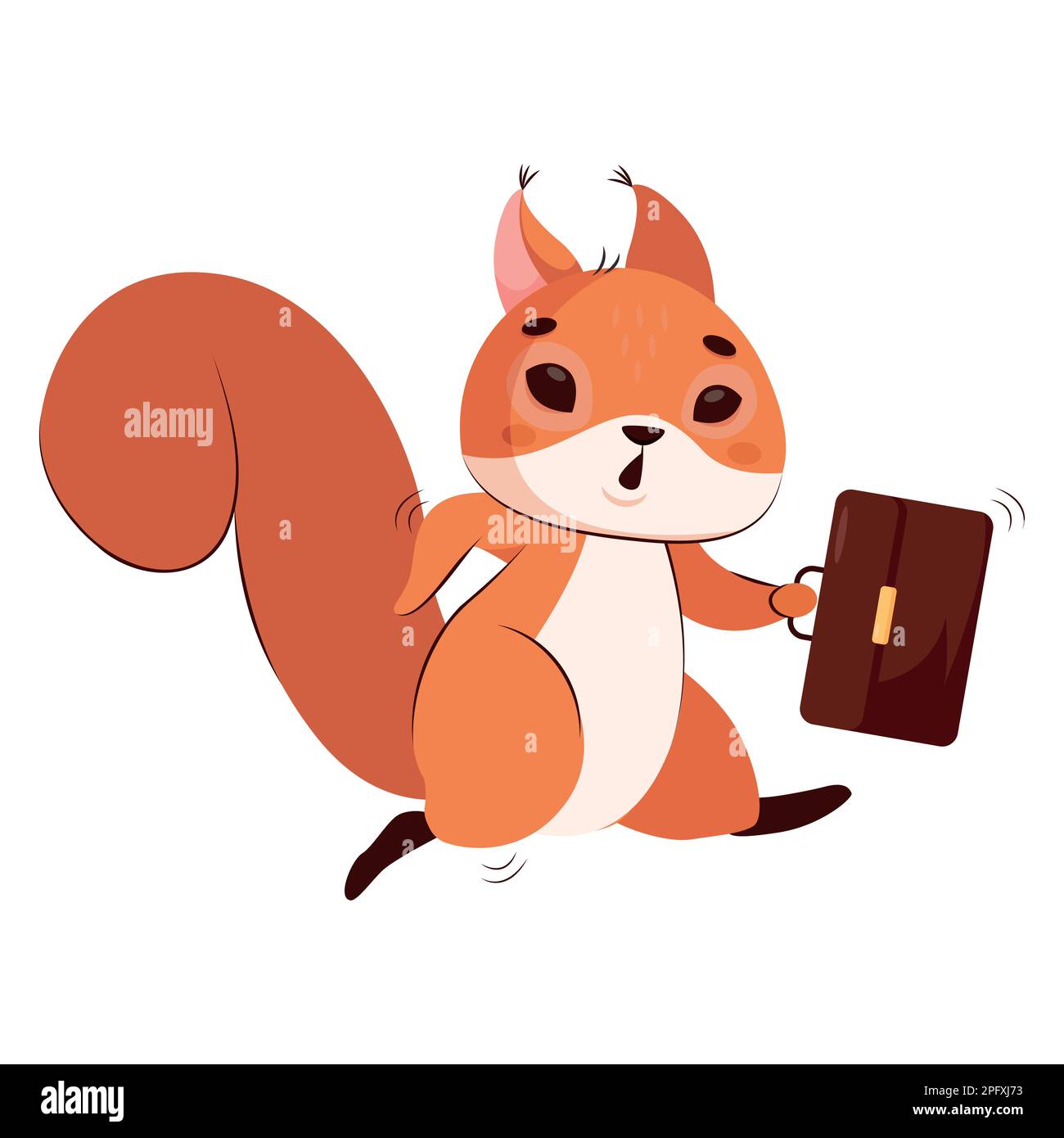 Squirrel rushing to work cartoon vector illustration Stock Vector Image ...