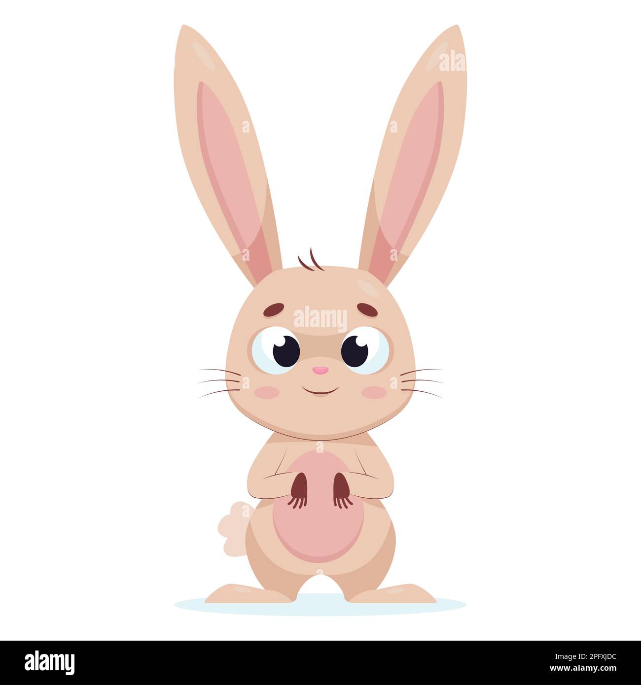Pretty rabbit on white background cartoon vector illustration Stock ...
