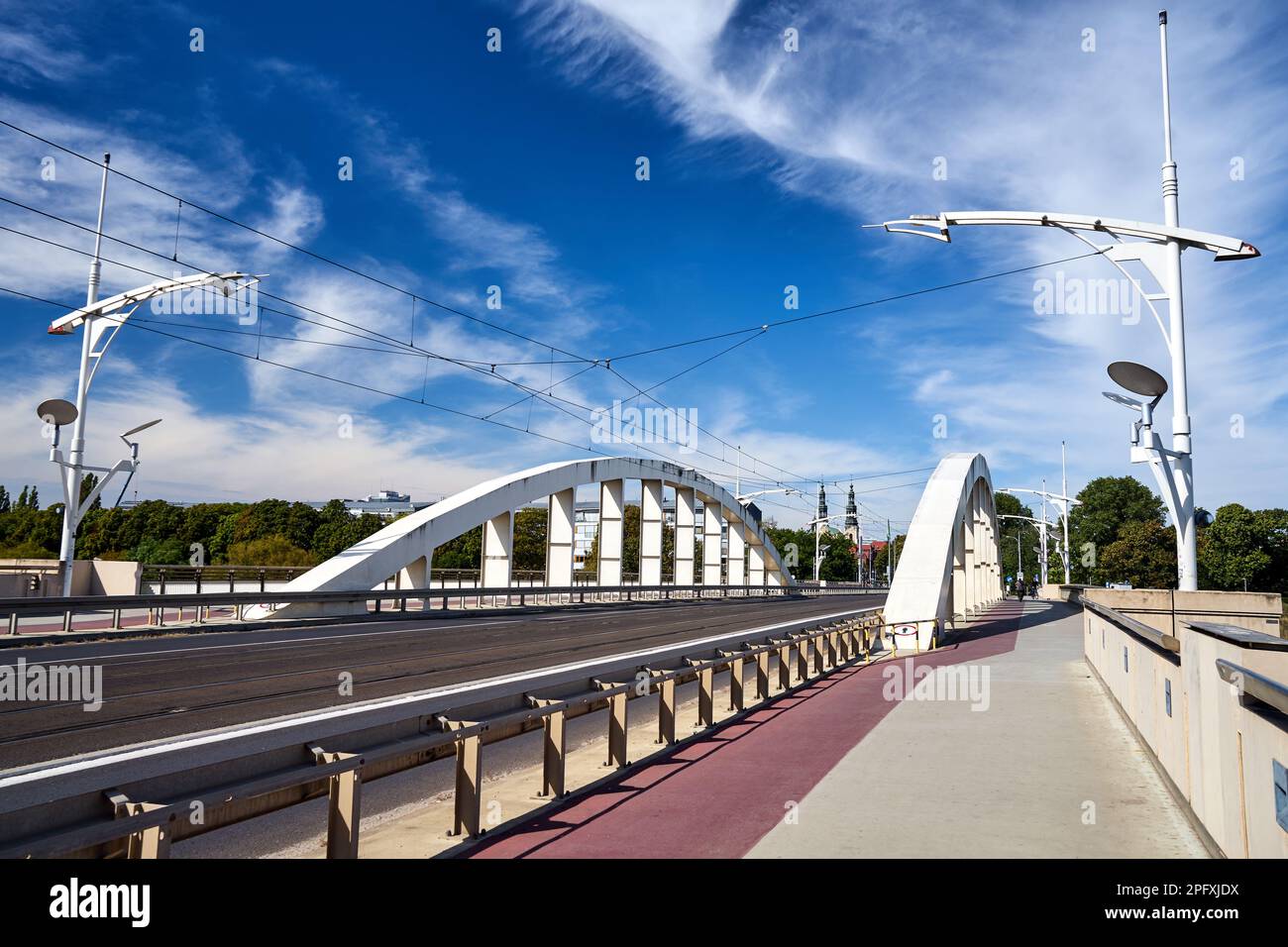 Steel structure of the bridge over the river Warta in Poznan, Poland ...
