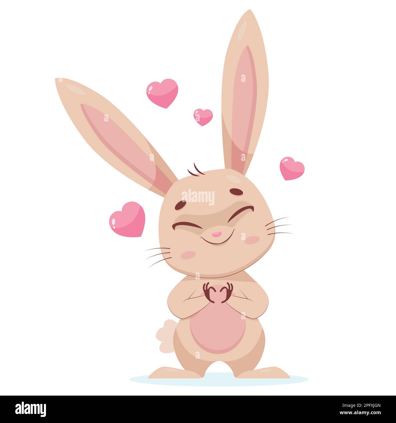 Cute rabbit showing heart with paws cartoon vector illustration Stock ...