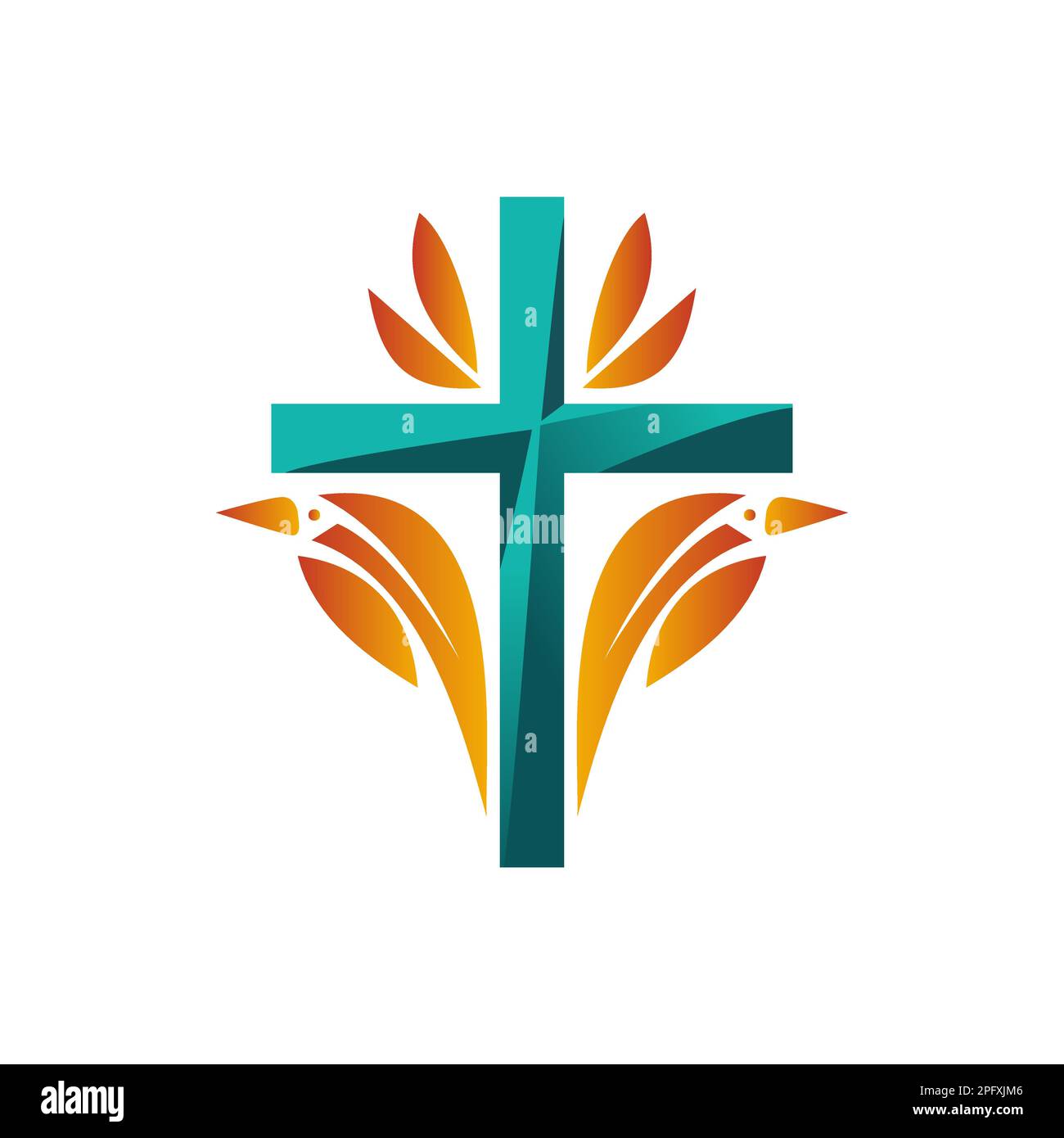 Religious blue cross on a white background. Christianity logo. . Vector ...