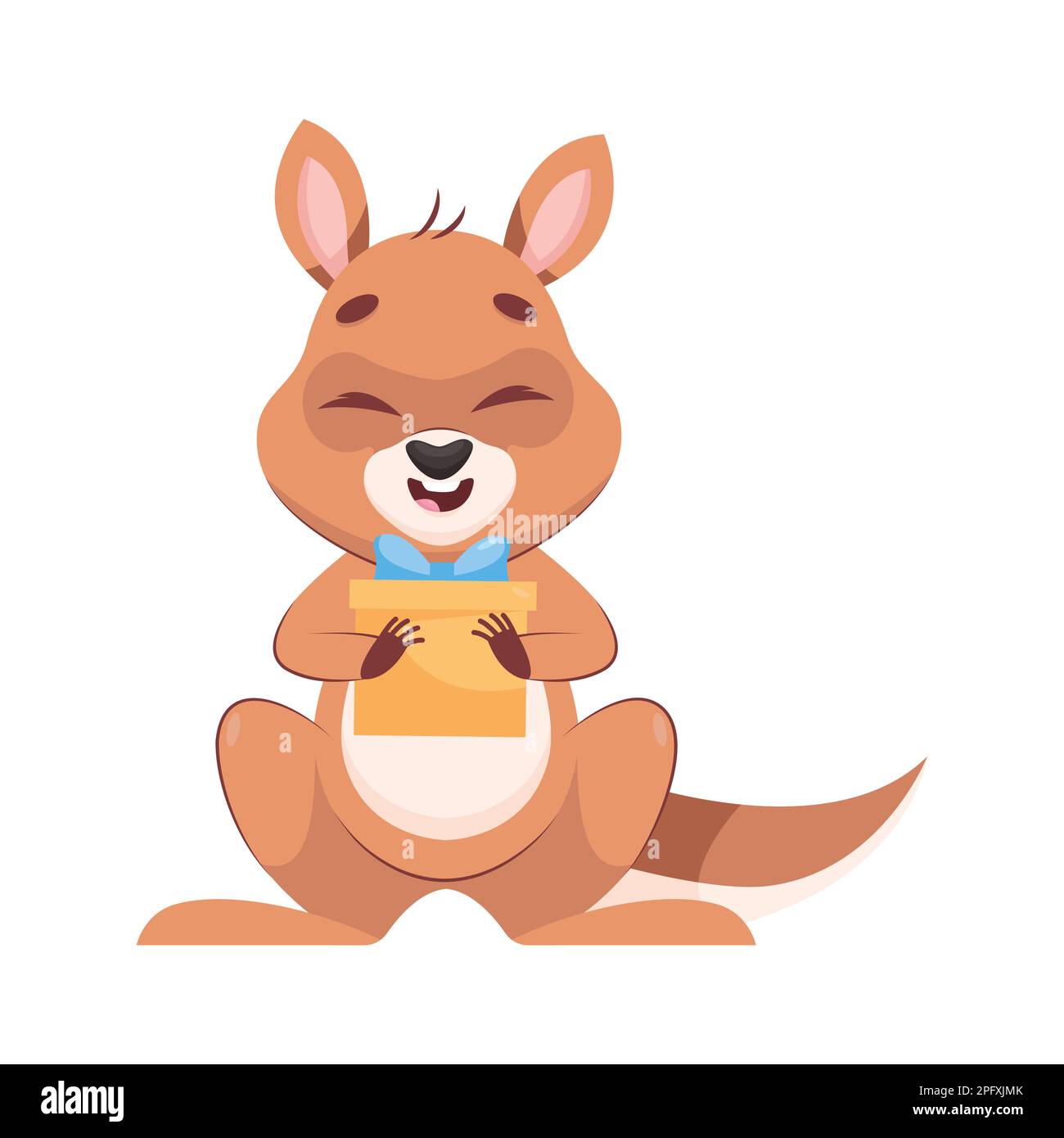 Adorable kangaroo with gift box cartoon vector illustration Stock ...